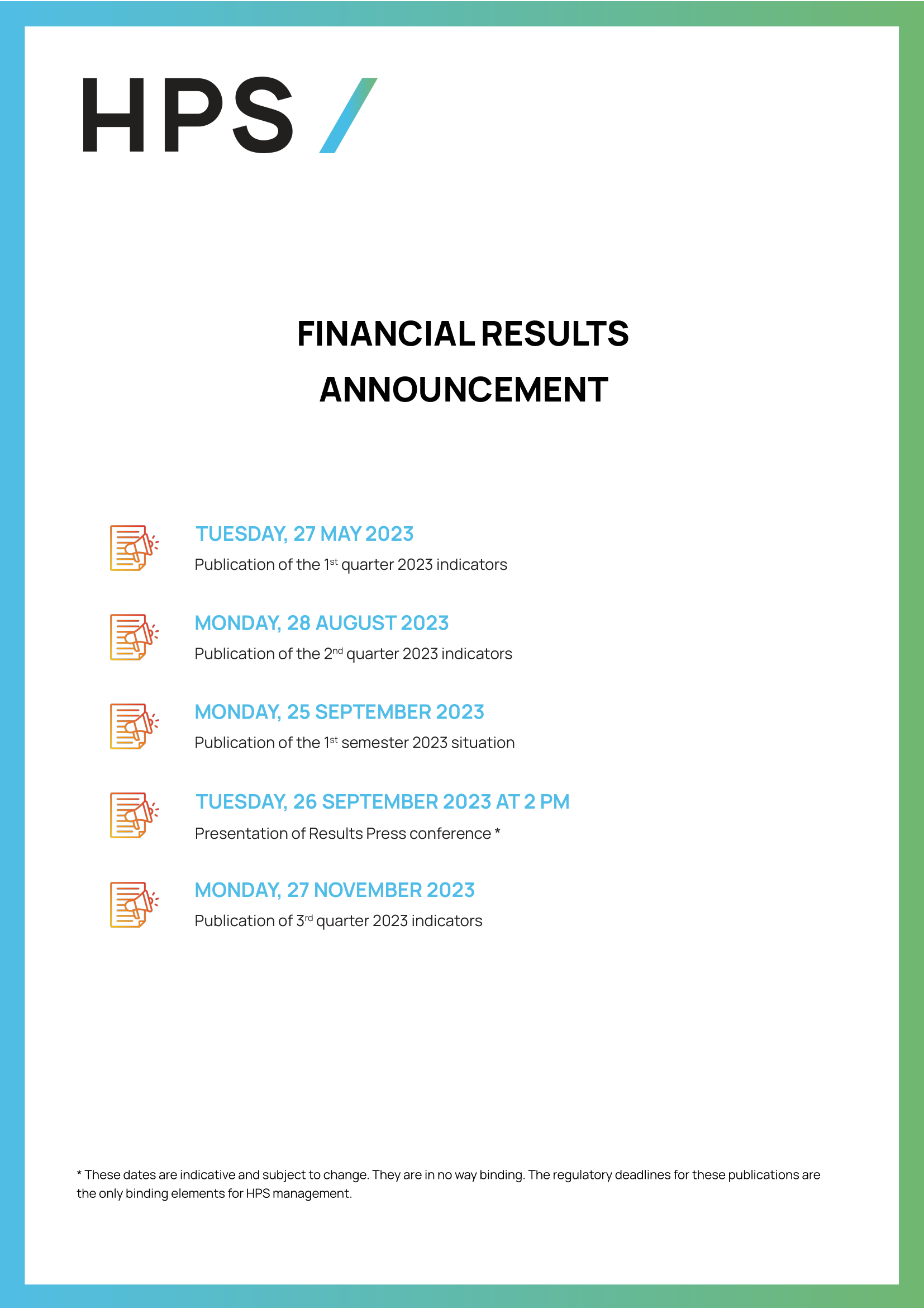 Coming up | HPS Worldwide